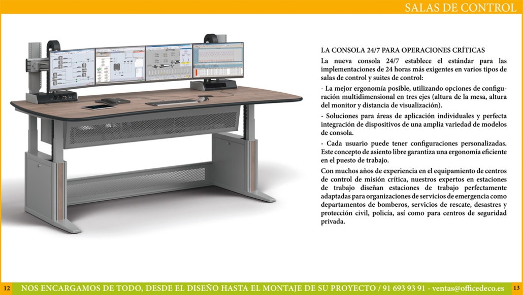Mobiliario para salas de control| Muebles técnicos centros.|